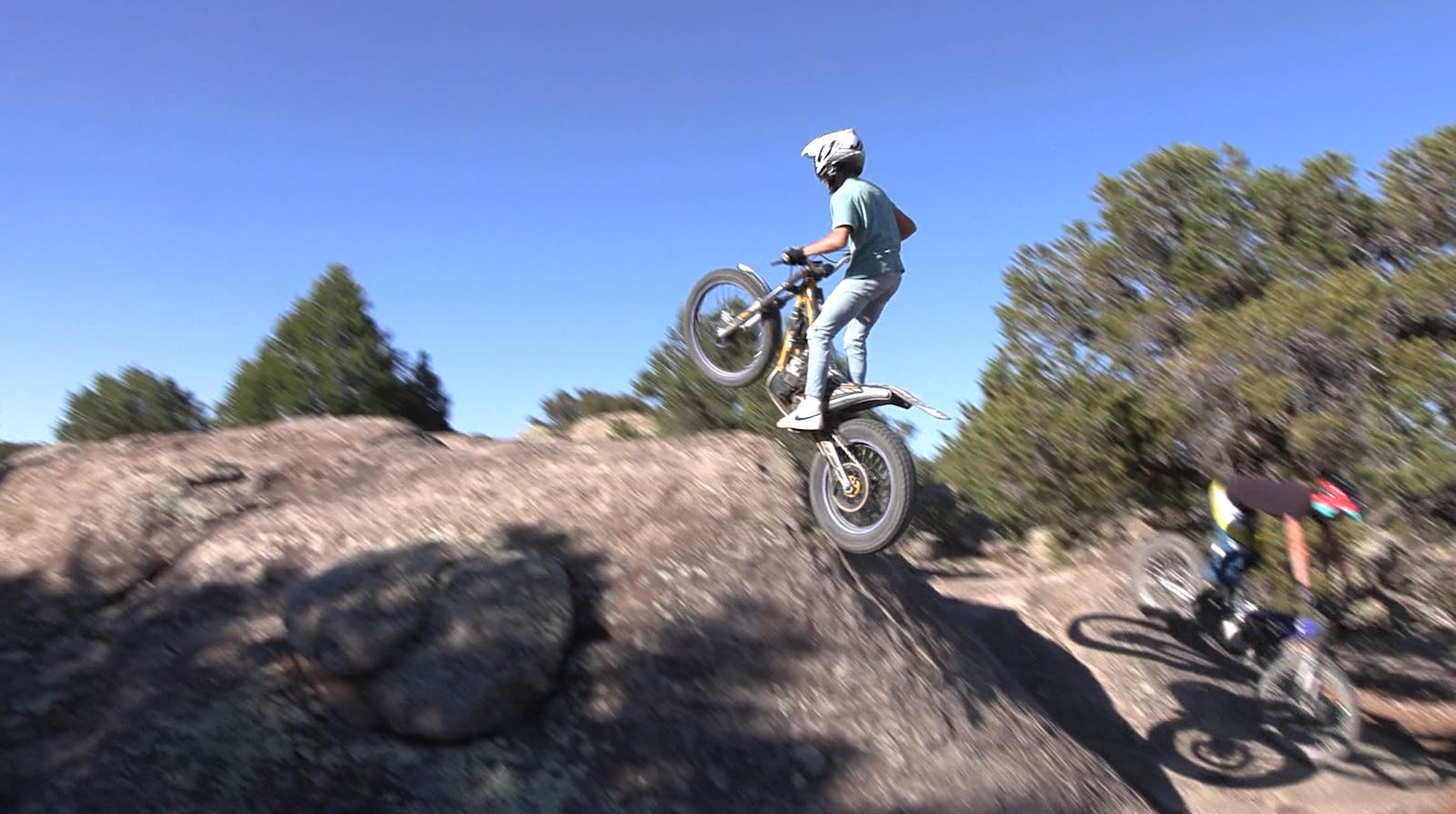 Riding Trials Bikes at Big Rocks Near Loa, Utah